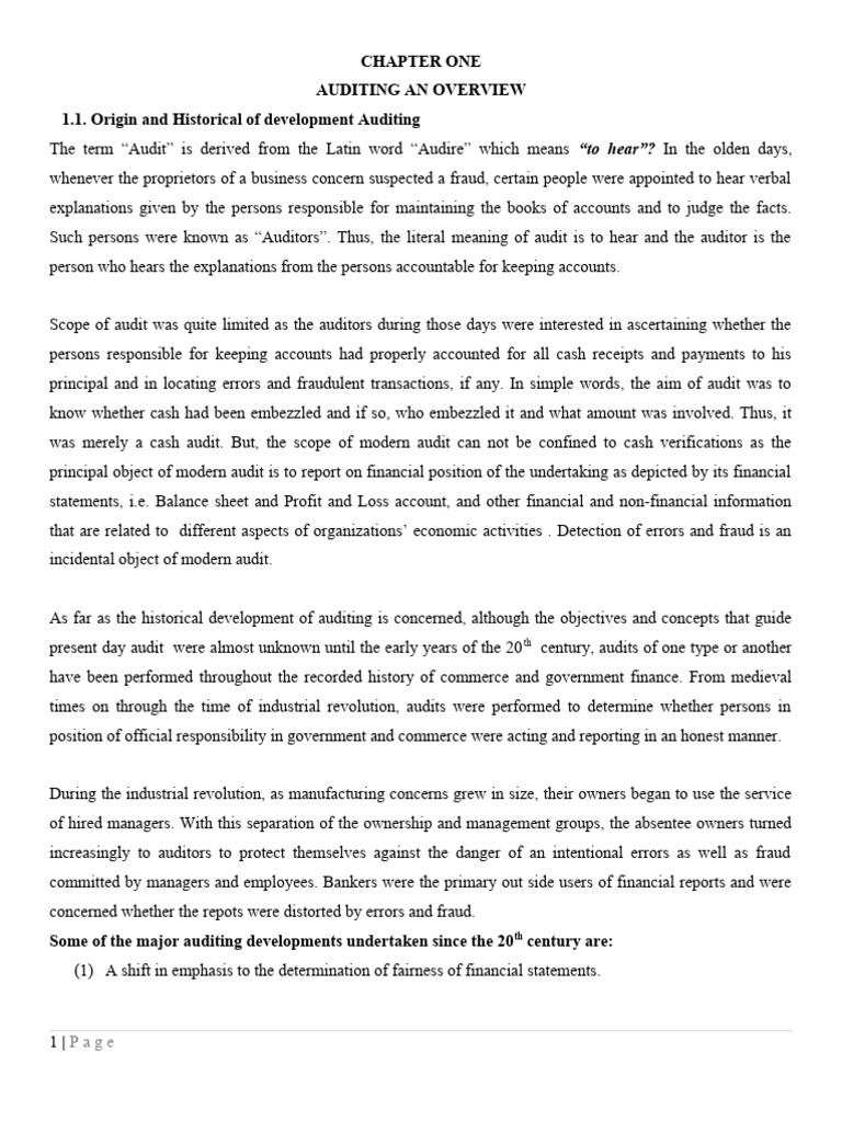 Auditing Chapter One | PDF | Audit | Financial Audit