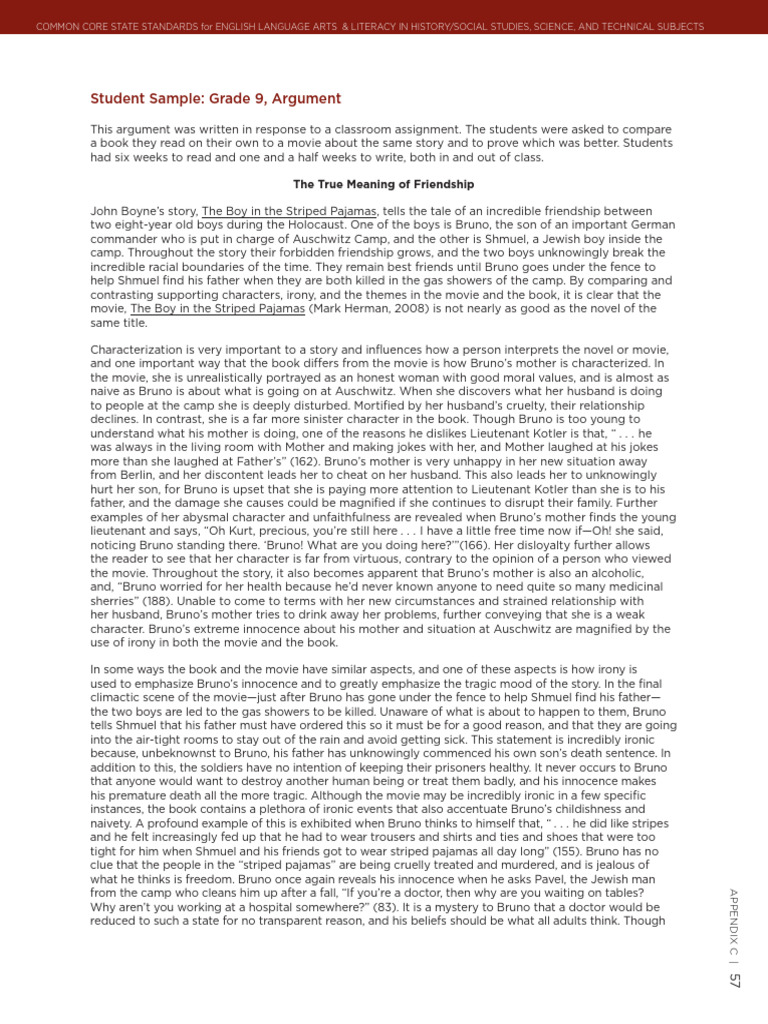 Grade 9 Argument: Book vs. Movie Analysis | PDF