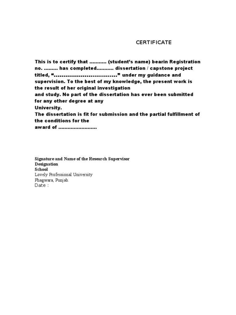 Dissertation Completion Certificate | PDF