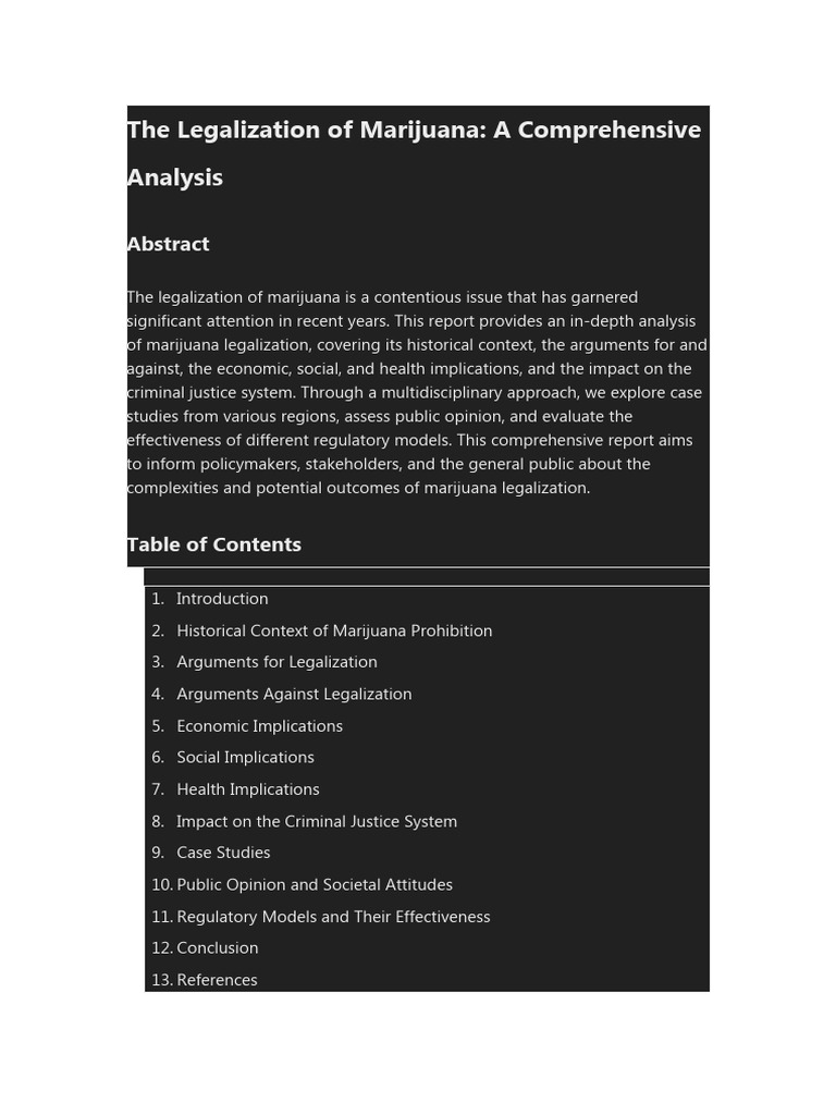 The Legalization of Marijuana | PDF | Cannabis (Drug) | Policy