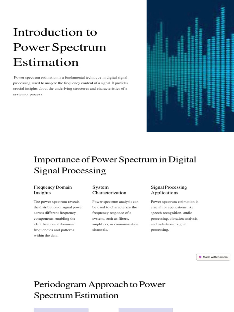 Introduction To Power Spectrum Estimation Presentation Pdf Spectral Density Signal Processing
