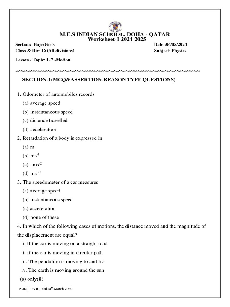 Motion Pdf Acceleration Speed