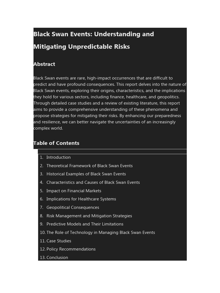 Black Swan Events | PDF | Risk | Risk Management