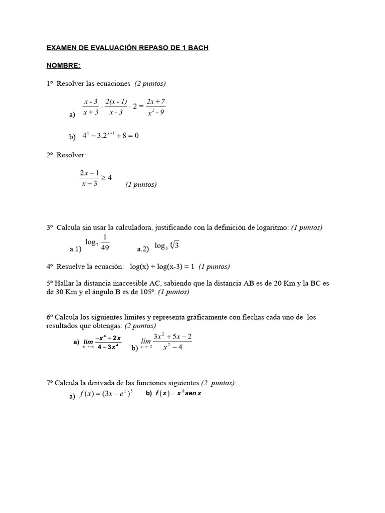 Ex-1 de Repaso 1 Bach | PDF