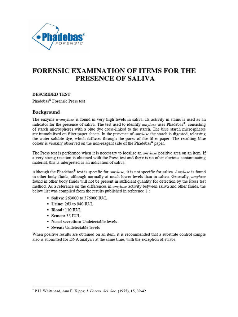 Instructions Phadebas Forensic Press Test | PDF | Home & Garden