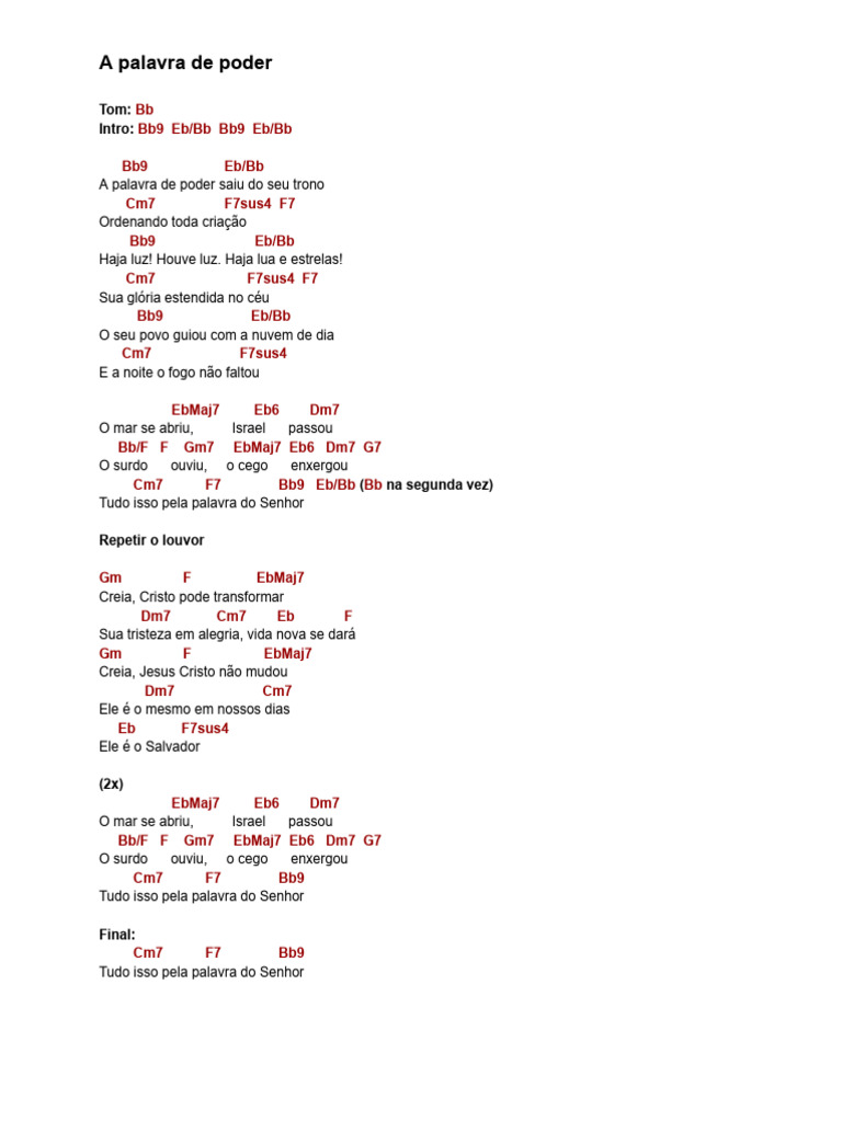 A Palavra de Poder (Cifra) | PDF