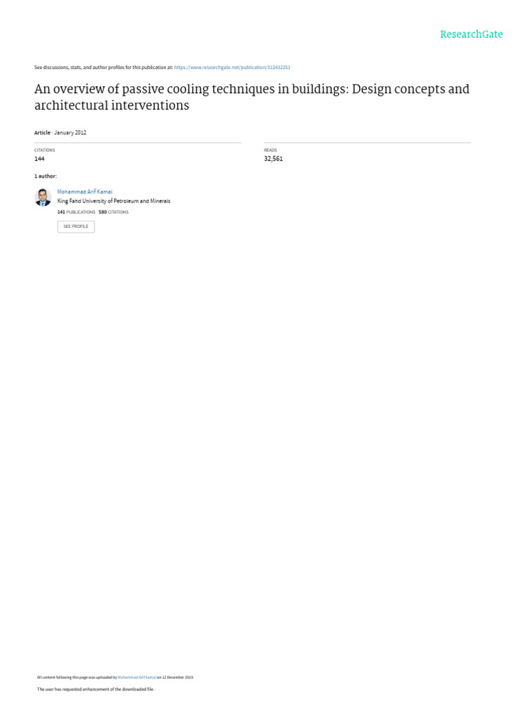 An Overview of Passive Cooling Techniques in Buildings: Design Concepts and Architectural ...