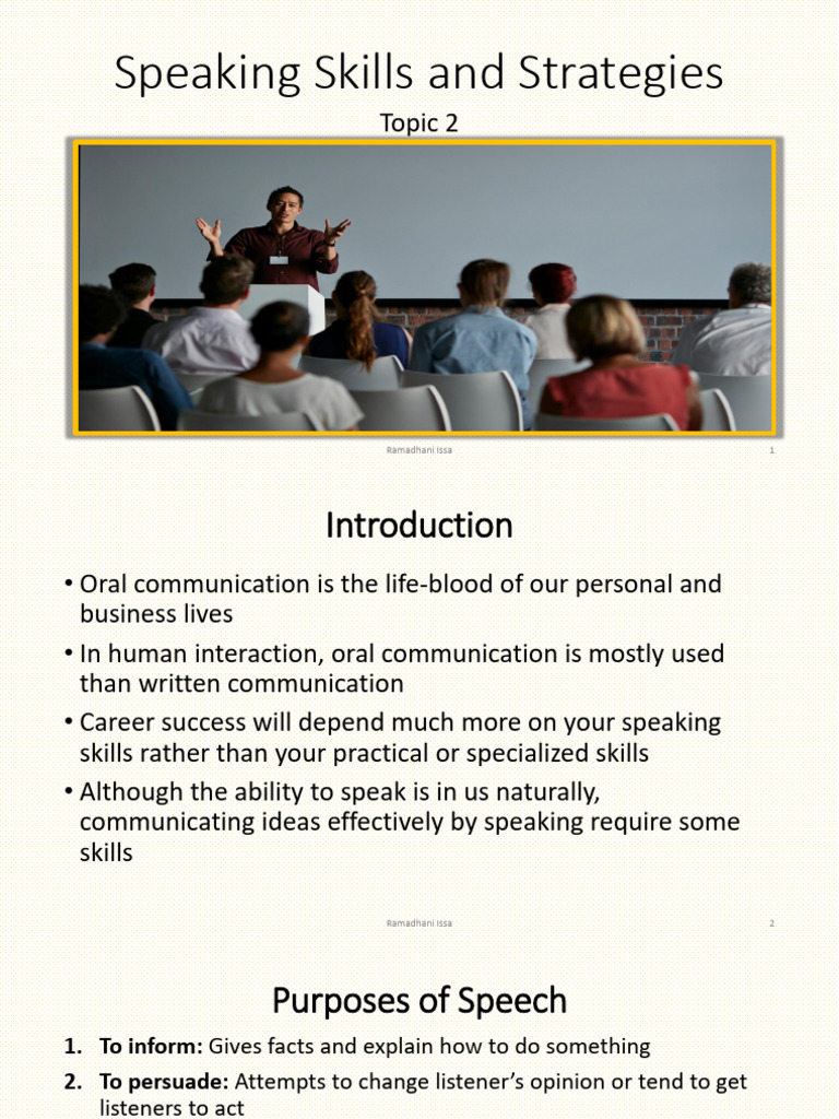 Speaking Skills | PDF | Speech | Communication