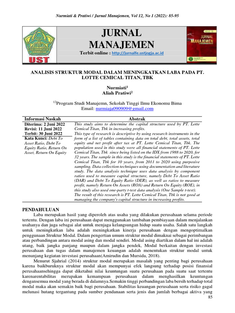 Struktur Modal dan Laba PT. Lotte Tbk | PDF