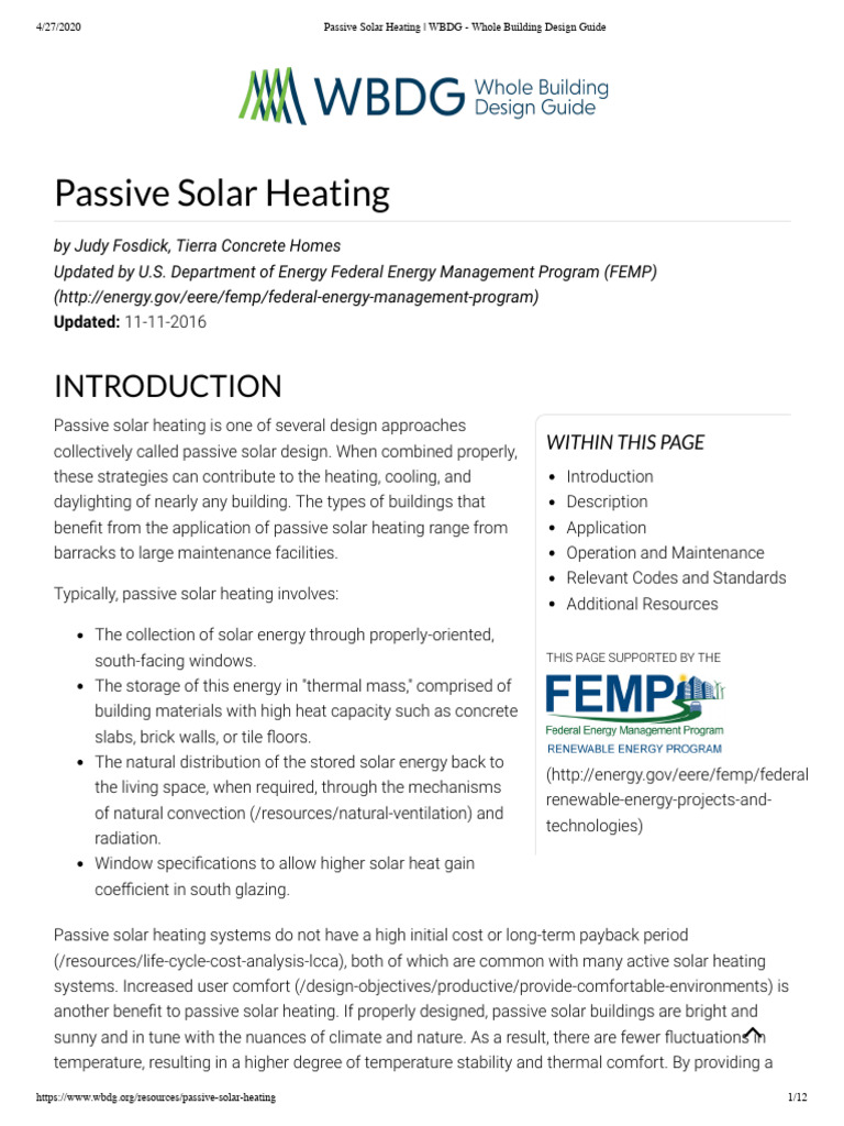 Passive Solar Heating Guide | PDF | Solar Energy | Window