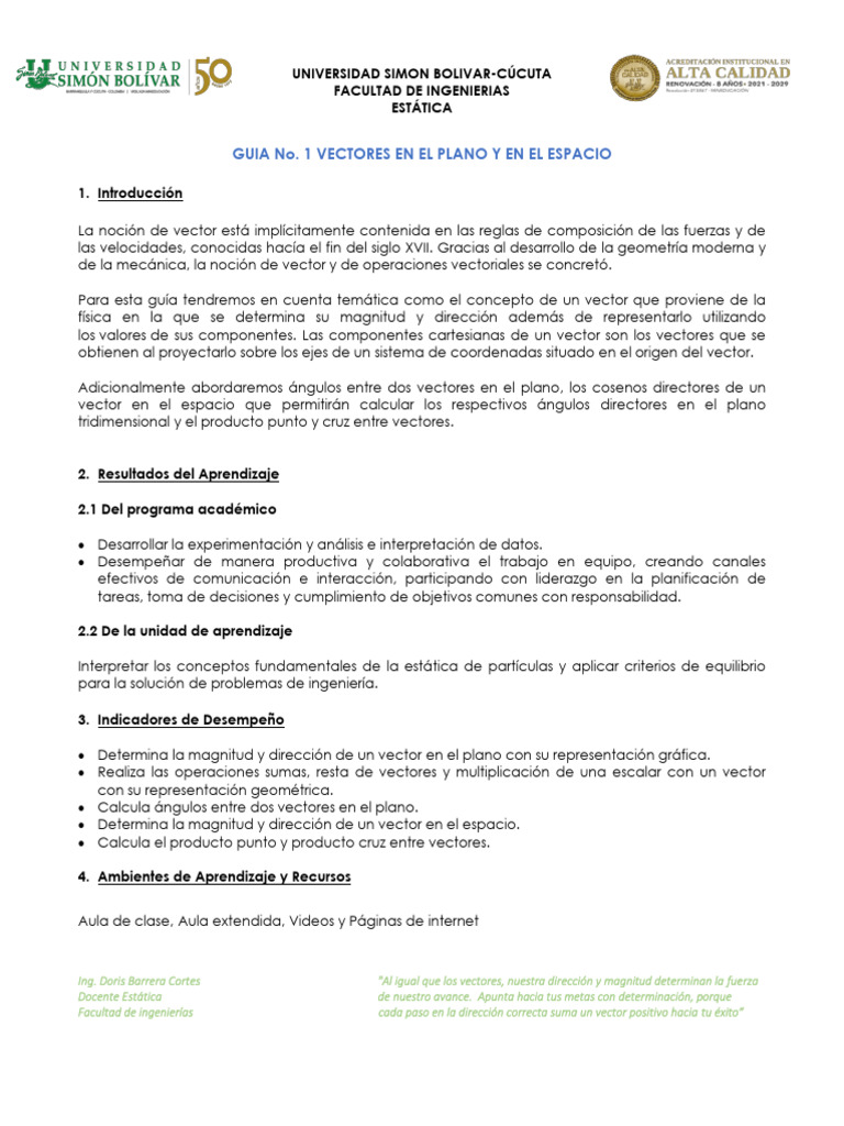 Guia No 1 Vectores En 2d Y 3d Descargar Gratis Pdf Vector