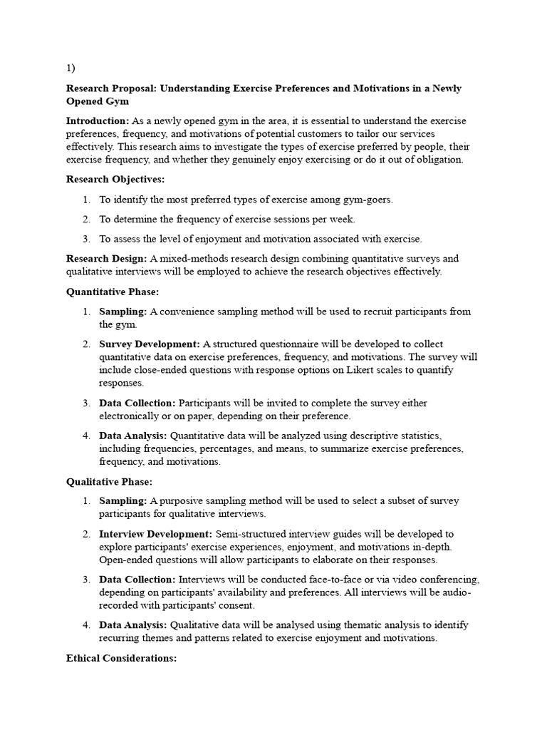 Exercise Preferences in New Gym Study | PDF | Survey Methodology ...