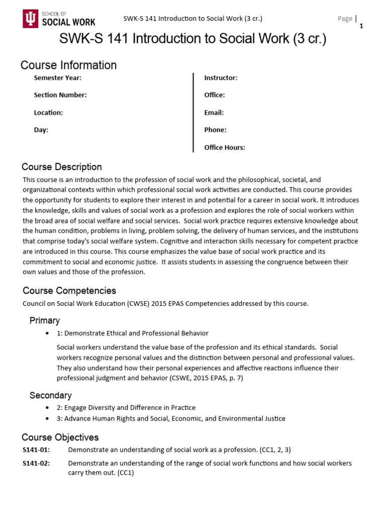 S141 Intro To Social Work - Model - D | PDF | Social Work | Mental Disorder