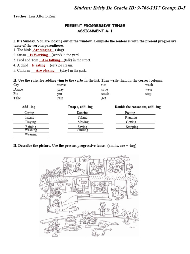 Module 1 (Present Progressive Assignment 1) | PDF