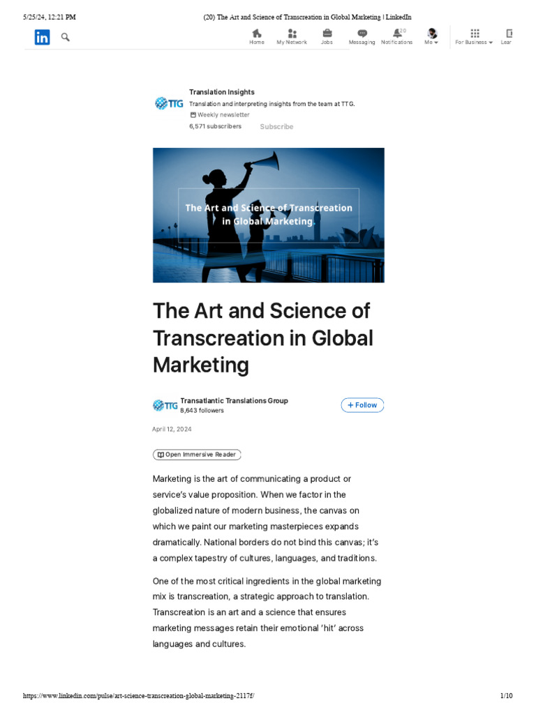 The Art and Science of Transcreation in Global Marketing - LinkedIn | PDF | Brand | Marketing