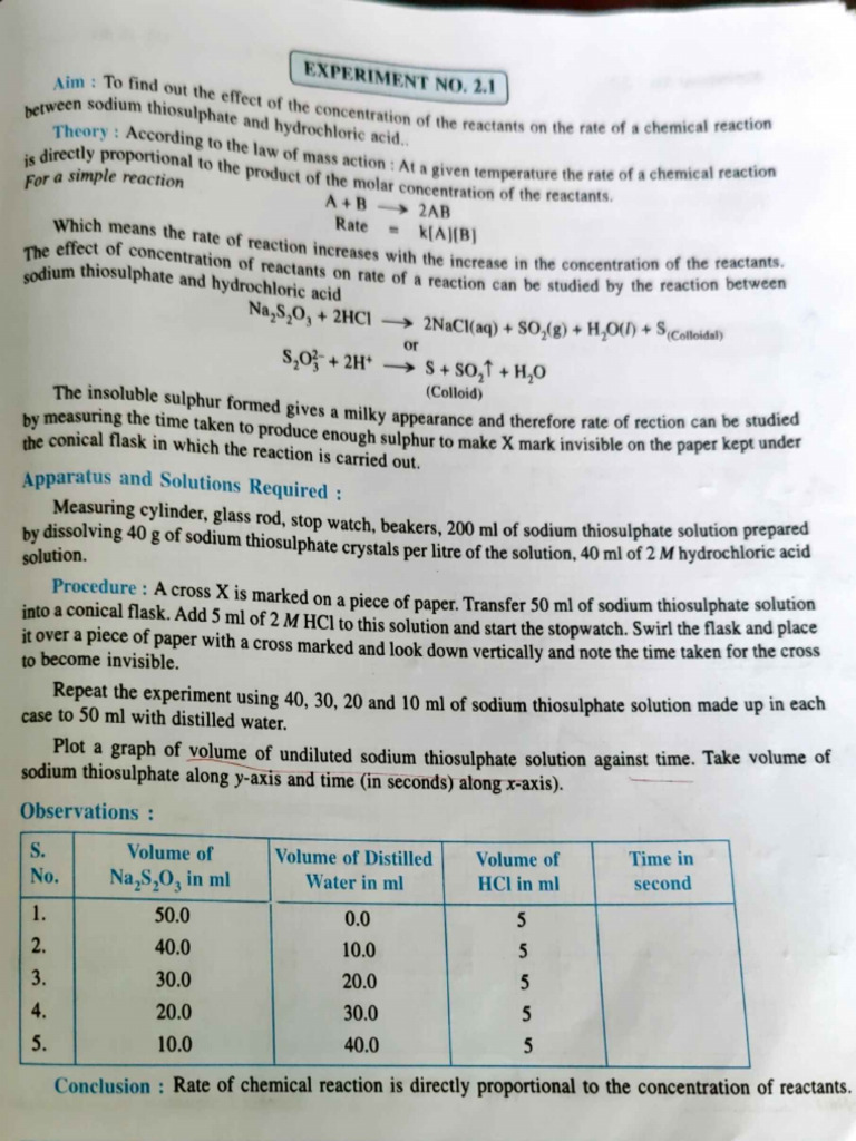 Effect of Reactant Concentration on Reaction Rate | PDF | Chemical ...