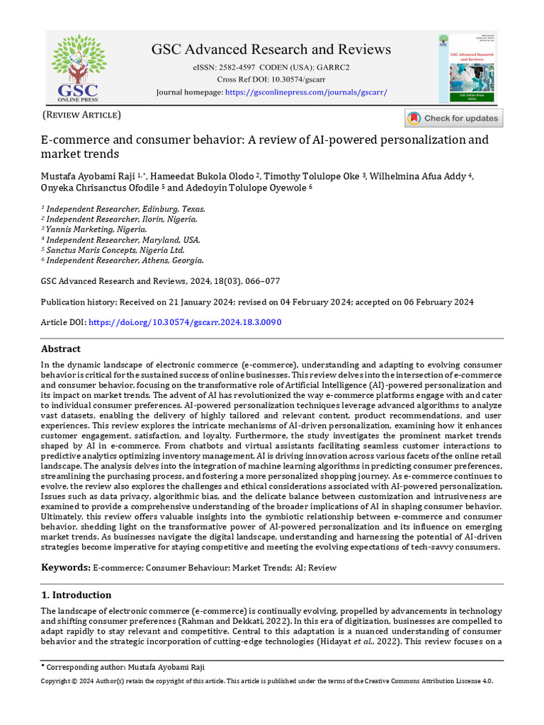 E-Commerce and Consumer Behaviour | Download Free PDF | Artificial Intelligence | Intelligence ...