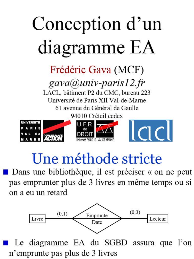 Conception de diagrammes EA en SGBD | PDF