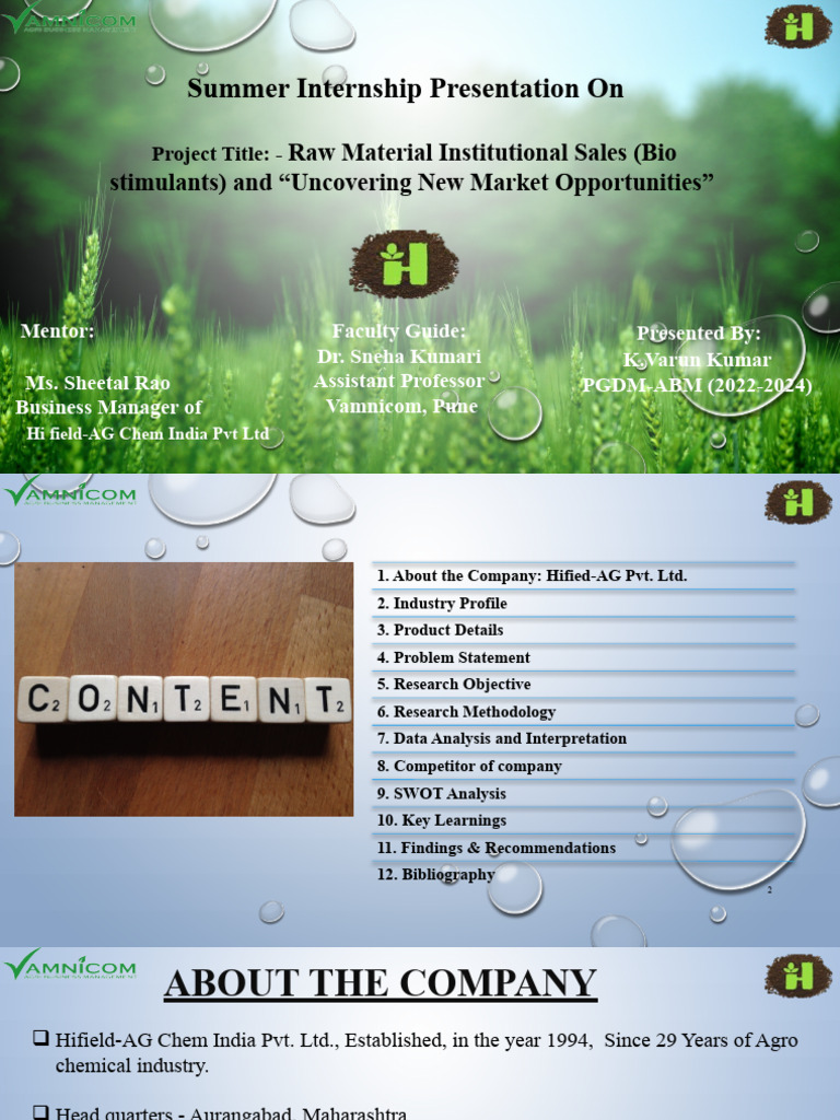 K.varun Kumar - SIP - 22062 Presentation New | Download Free PDF | Agriculture