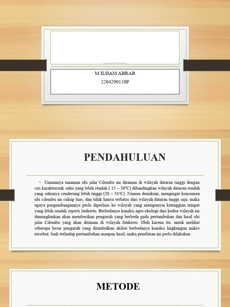 Analisis Pertumbuhan Tanaman Ubi Jalar M Ilham Abrar | PDF