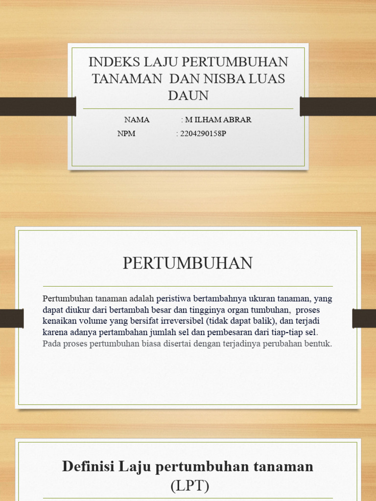 Ilham Indeks Laju Pertumbuhan Tanaman Dan Nisba Luas Daun | PDF