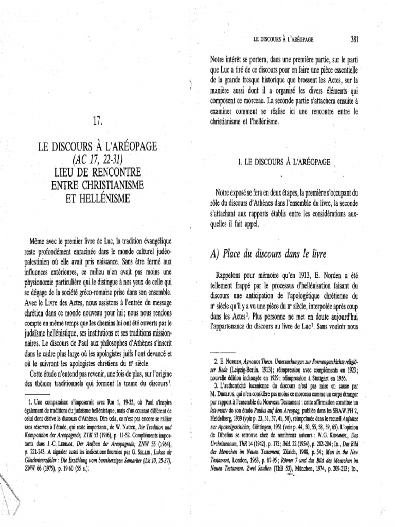 Dupont Le Discours À L'aéropage Dans Nouvelles Études Sur Les Actes Des ...