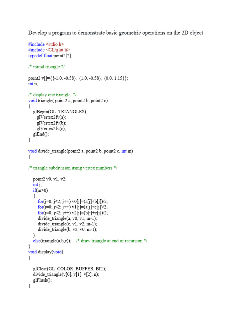 Pgm2 - Basic Geometric Operations On The 2D Object | PDF