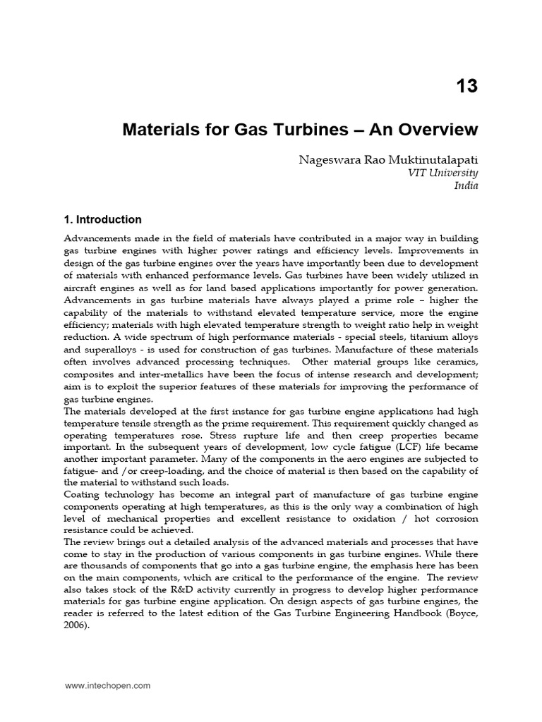 InTech-Materials For Gas Turbines An Overview | PDF | Stainless Steel ...