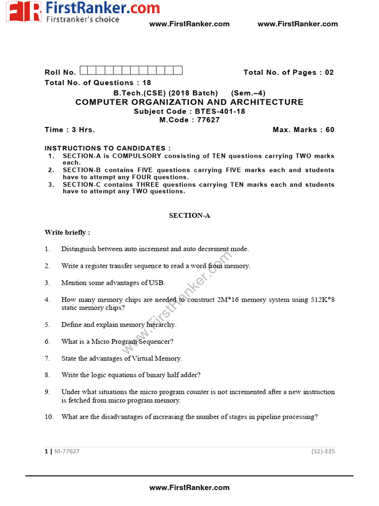Computer Organization and Architecture: Inst Ruct Ions T O Candidat Es | PDF | Computer Memory ...