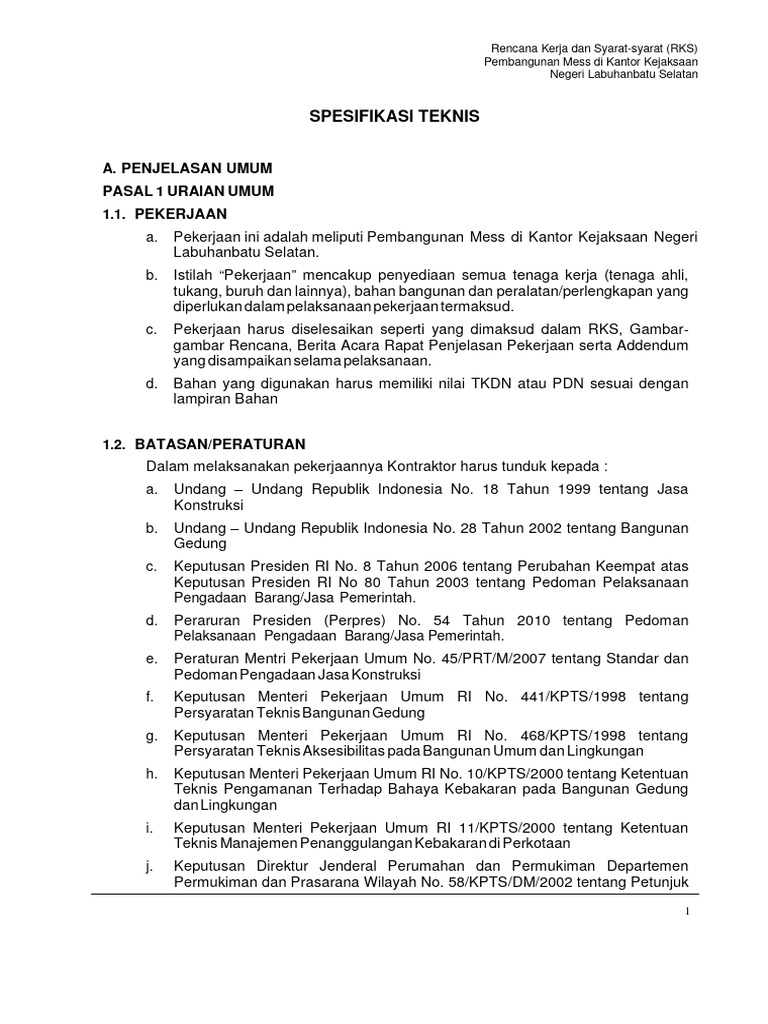Spesifikasi Teknis | PDF