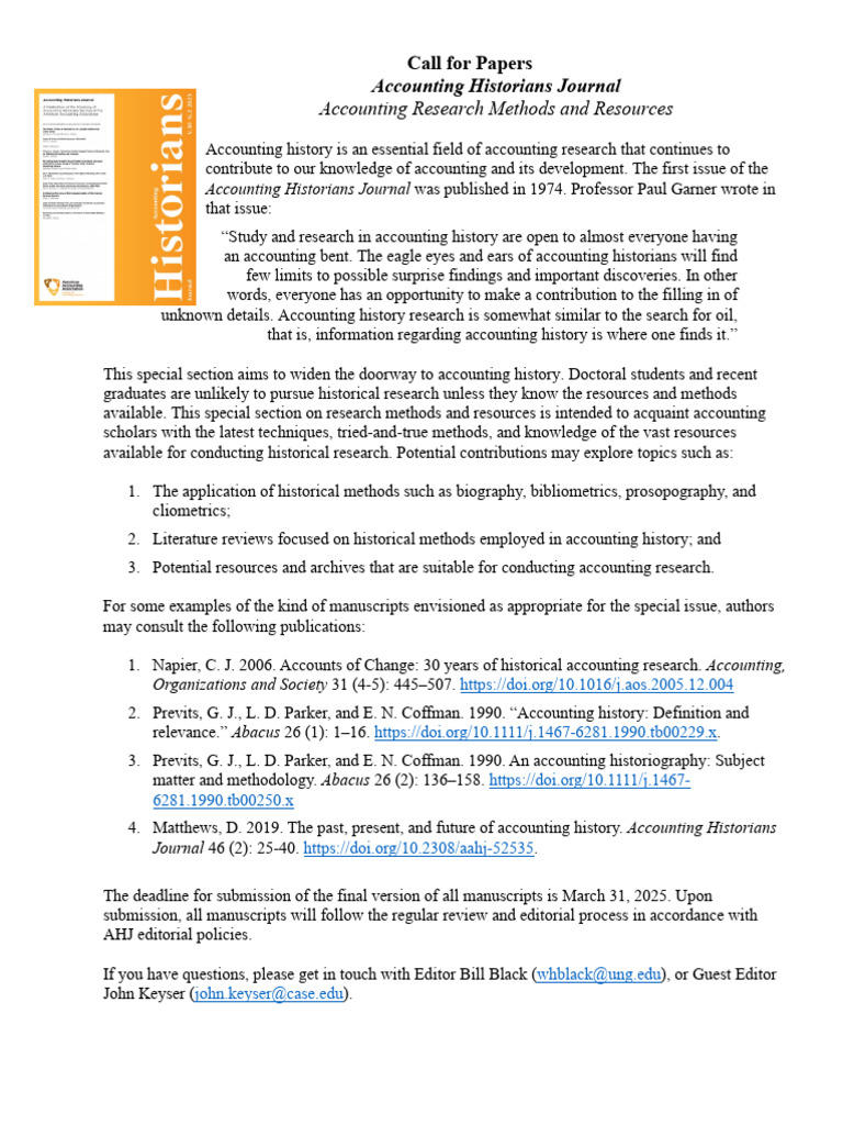 AHHJ Accounting Research Methods and Resources | PDF | Historian ...