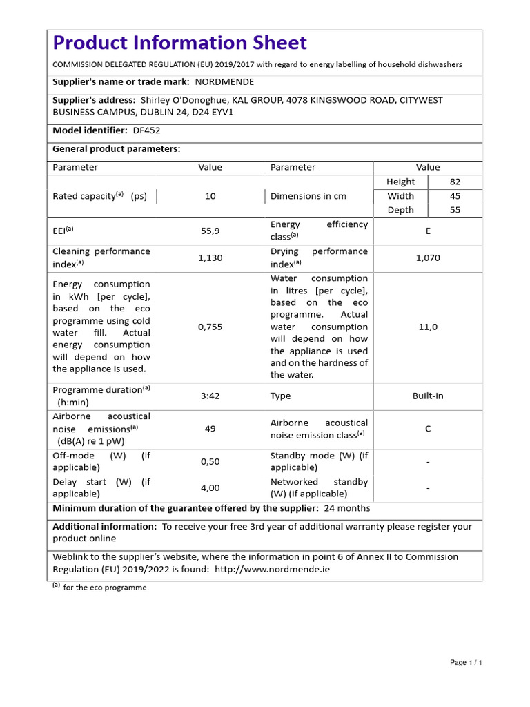 DF452 Product Fiche (2) | PDF | Sustainable Technologies | Sustainable Energy