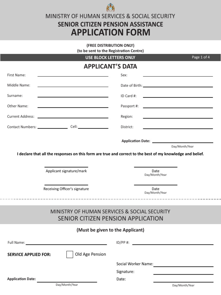 Senior Citizen Pension Application Form Fillable | PDF