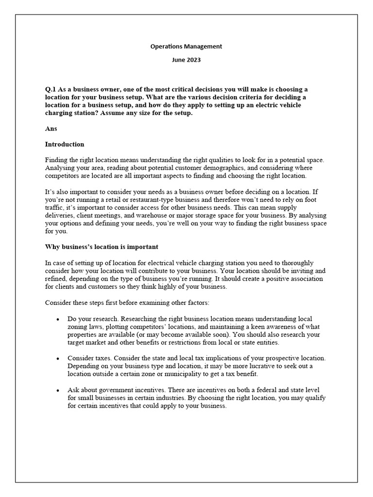 Operations Management Assignment June 2023 | PDF | Inventory | Restaurants