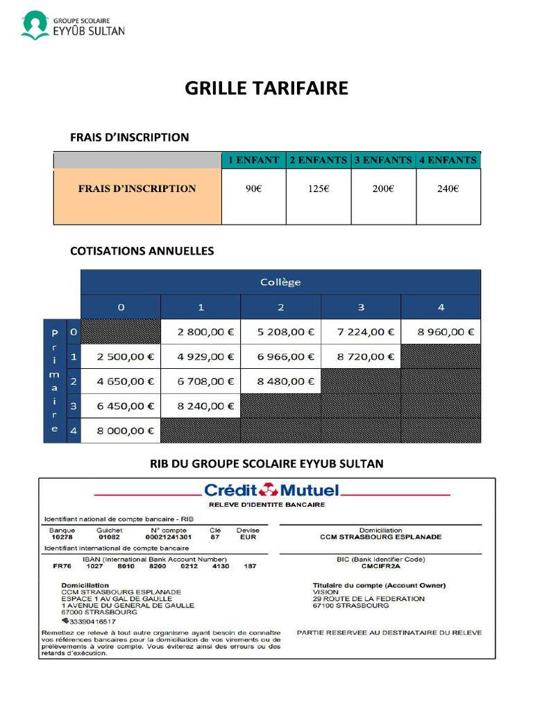 Grille Tarifaire GSES 2024 2025 | PDF