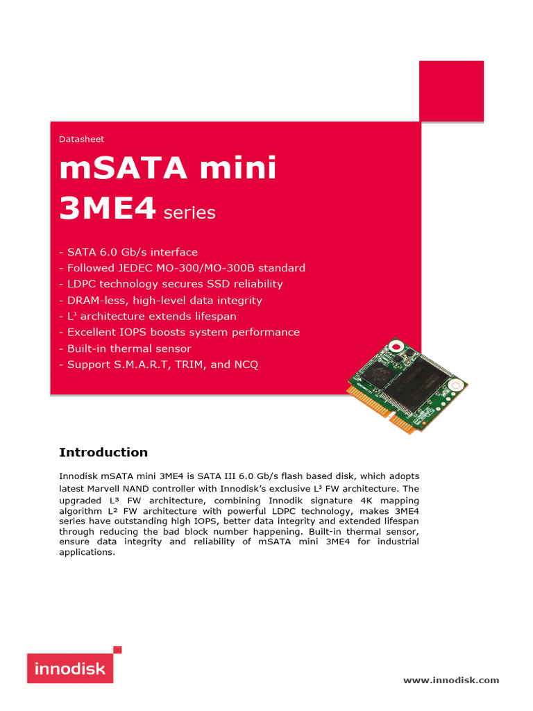Innodisk_mSATA_mini_3ME4_Datasheet | PDF | Flash Memory | Computer Hardware Innodisk_mSATA_mini_3ME4_Datasheet | PDF | Flash Memory | Computer Hardware