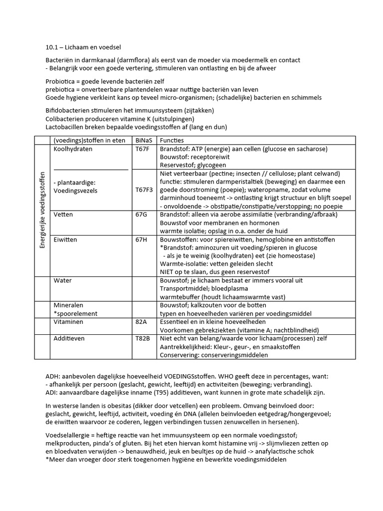 BIO H10 Voedsel en Vertering | PDF