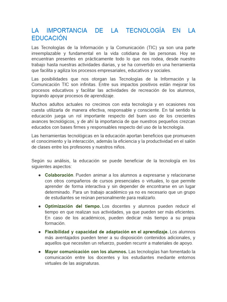 Las Tecnolog-As de La Informaci-N y La Comunicaci-N | PDF | Aprendizaje | Enseñando