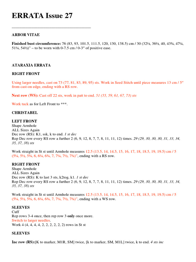 Issue 27 - Errata | PDF | Knitting | Clothing