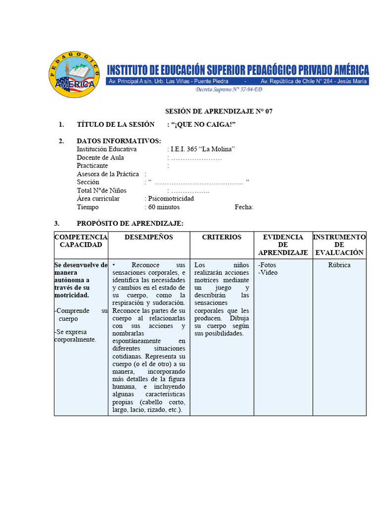 SESIÓN DE APRENDIZAJE N 7 y 8 | PDF | Aprendizaje | Evaluación