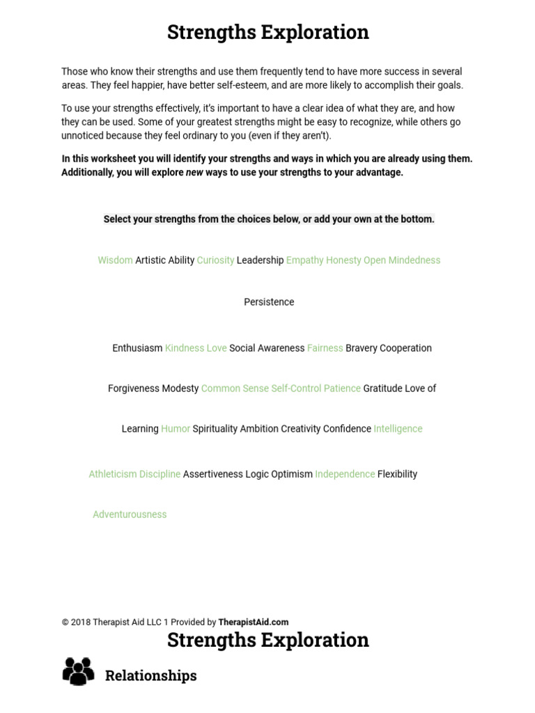 Strengths Exploration (Fillable) | PDF | Curiosity | Empathy