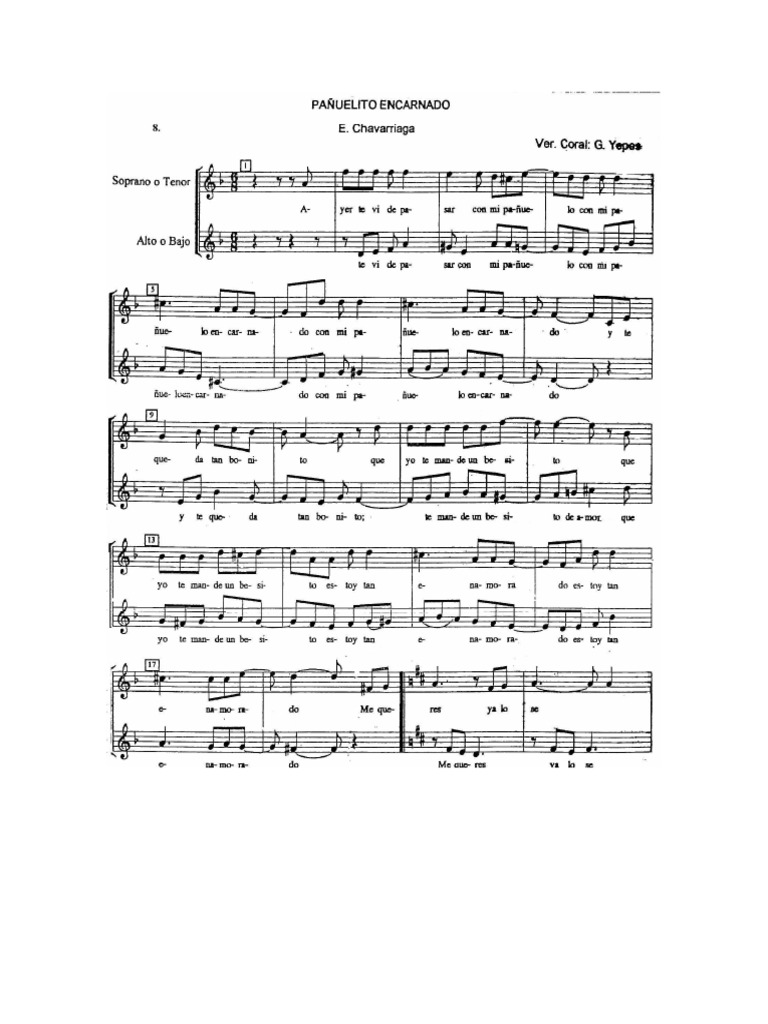 Pañuelito Encarnado. Dueto | PDF