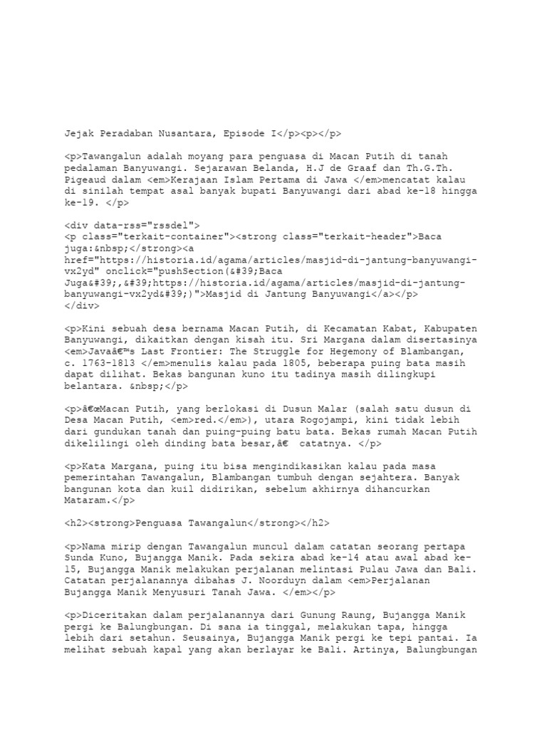 Sejarah Tawangalun dan Blambangan | PDF | Perjalanan | Sejarah