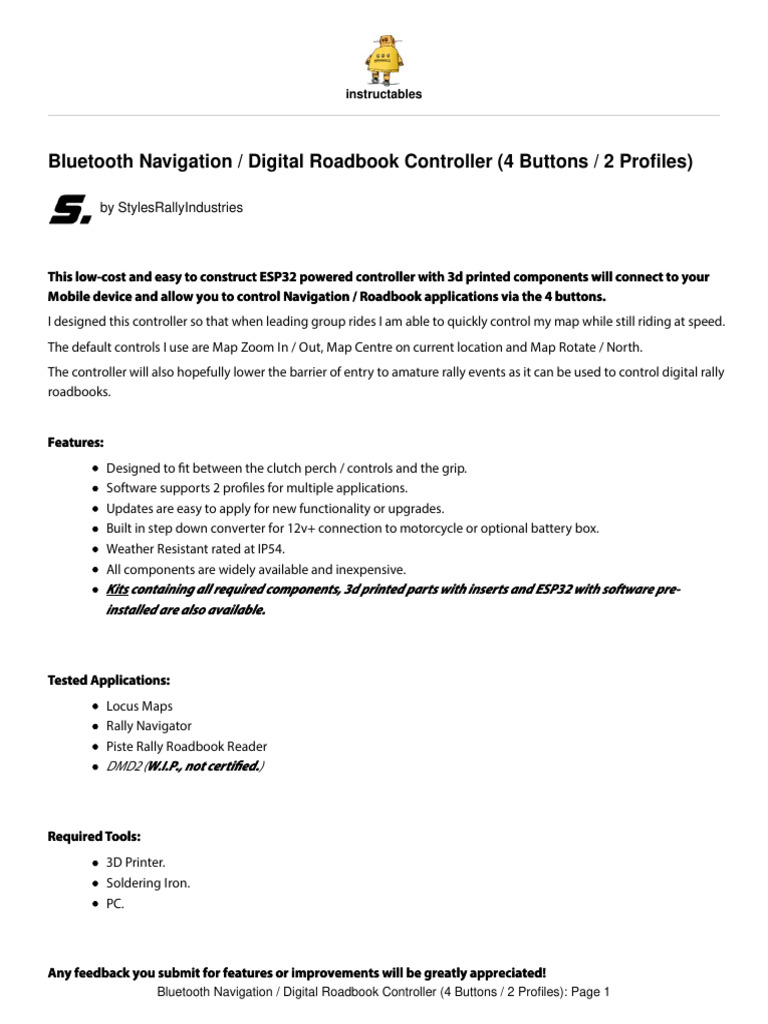 Bluetooth Navigation Digital Roadbook Controller 4 | PDF | Electrical ...
