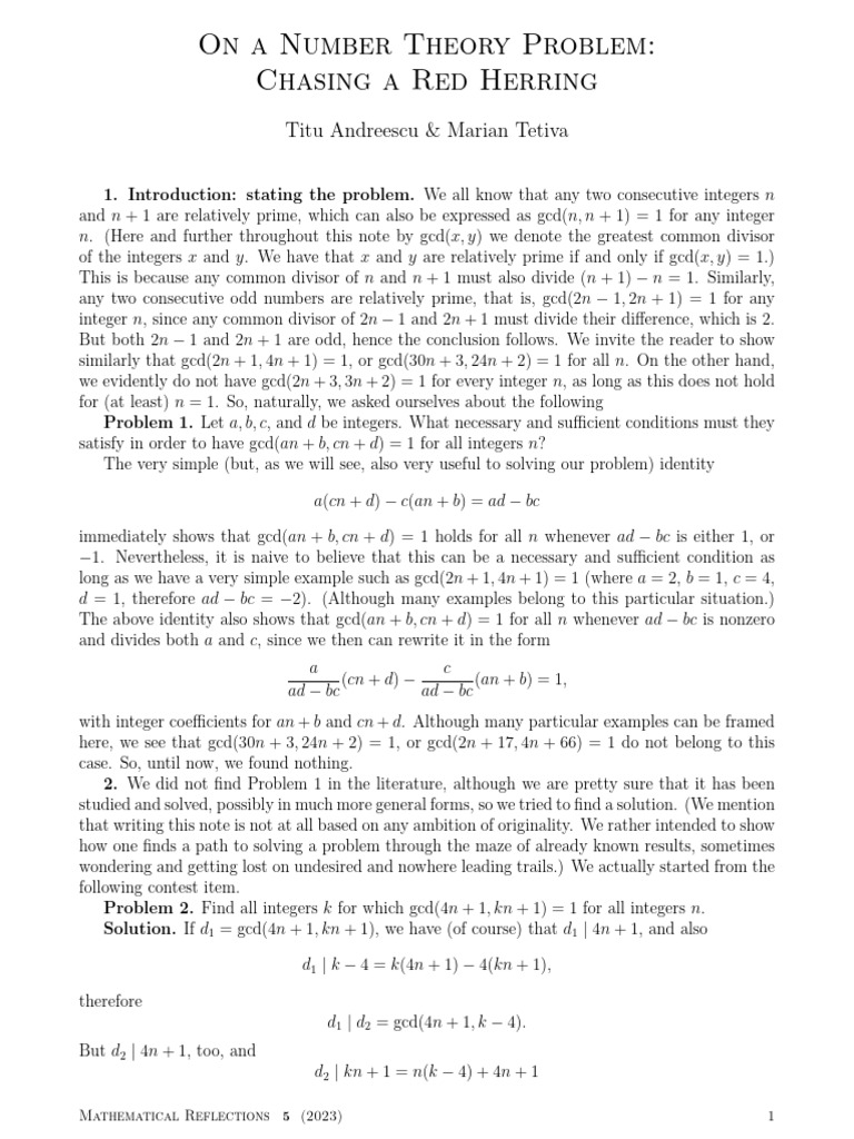 (2023 Volume 5) On A Number Theory Problem | PDF | Mathematics | Elementary Mathematics