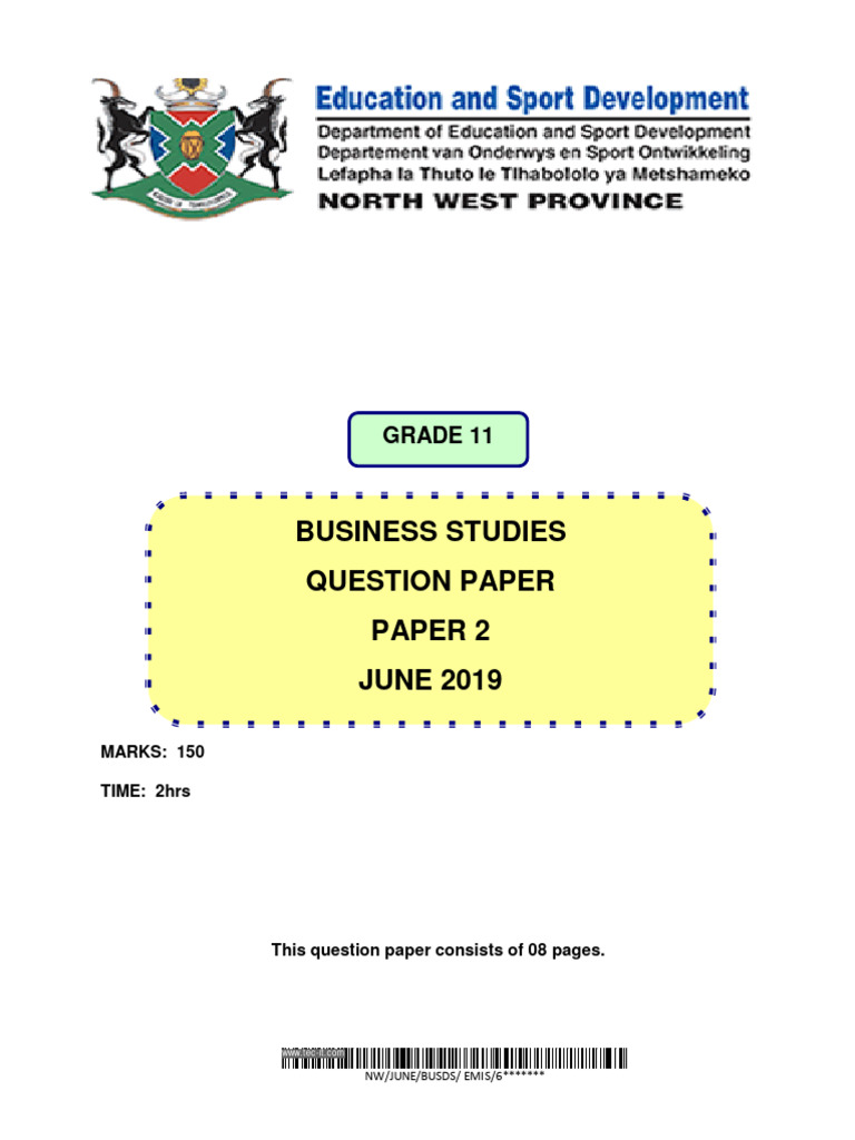 Business Studies GR 11 Paper2 | PDF | Franchising | Business