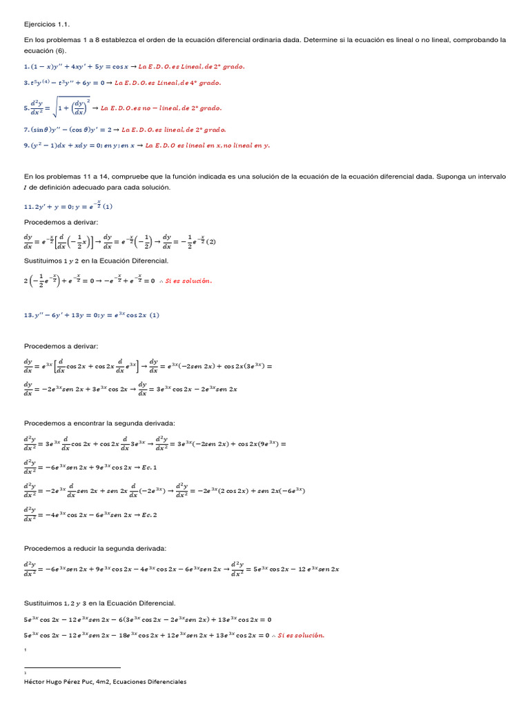 Act1.1 PerezPucHectorHugo 4m2 | PDF | Ecuaciones | Ecuaciones diferenciales