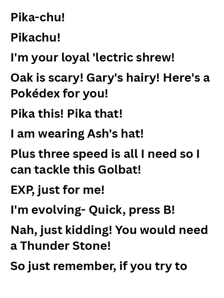 Pikachu! Pikachu! | PDF