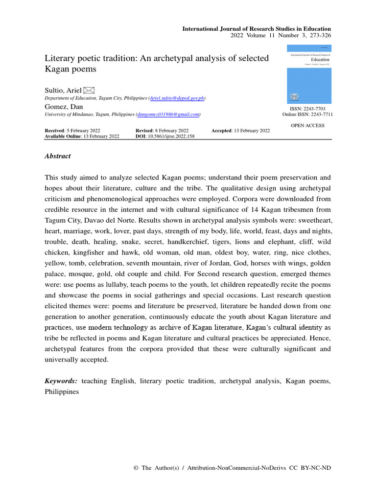 Literary Poetic Tradition An Archetypal | PDF | Archetype | Poetry