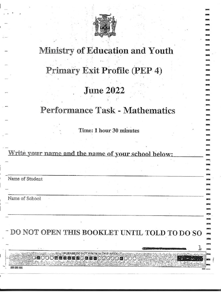 2022 Grade 4 Mathematics Performance Test-1 | PDF